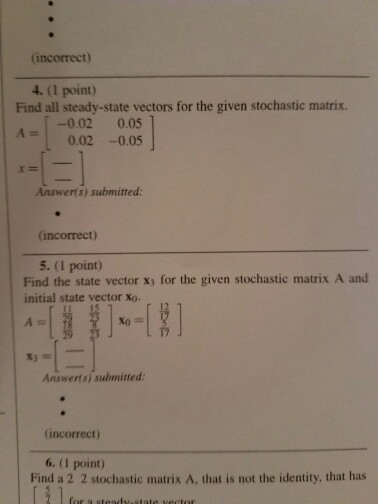 Solved Find all steady-state vectors for the given | Chegg.com