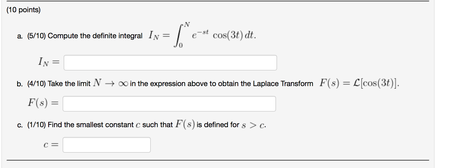 Solved Compute the definite integral I_N=Integral^N_o e^-st | Chegg.com