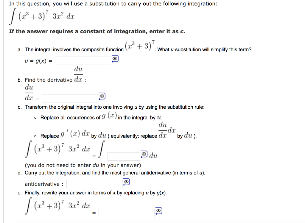 Solved In this question, you will use a substitution to | Chegg.com