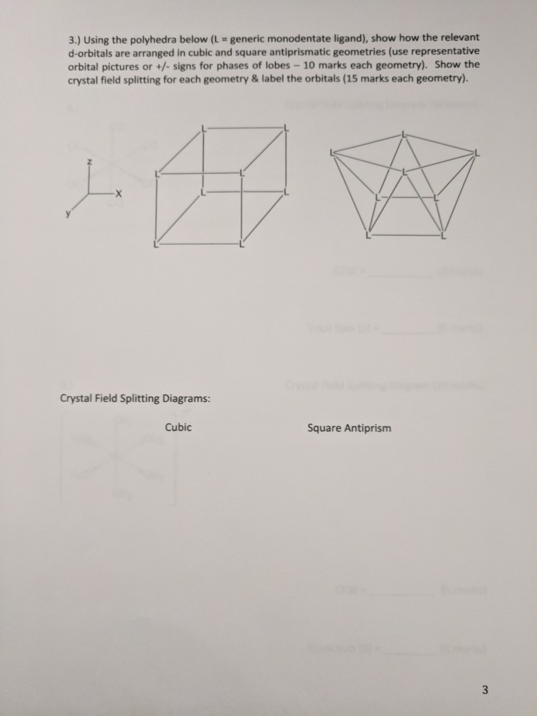 Solved 3.) Using the polyhedra below (L generic monodentate | Chegg.com