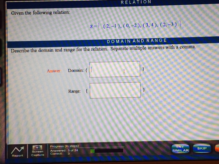 Solved RELATION Given the following relation: s- (2,-1), (0, | Chegg.com