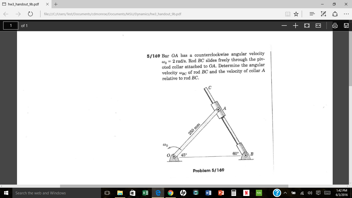 Solved Bar OA has a counterclockwise angular velocity omega | Chegg.com