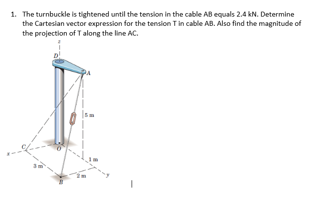 Solved The turnbuckle is tightened until the tension in the | Chegg.com