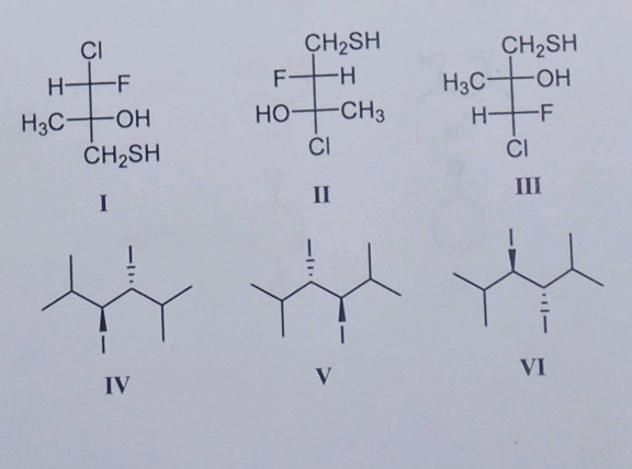 Solved Cl CH2SH CH2SH H3C OH HO-CH3 Cl CI CH2SH VI IV | Chegg.com
