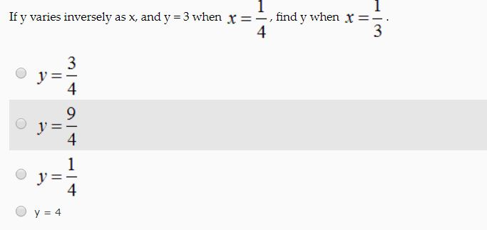 Solved If Y Varies Inversely As X And Y 3 When X Find