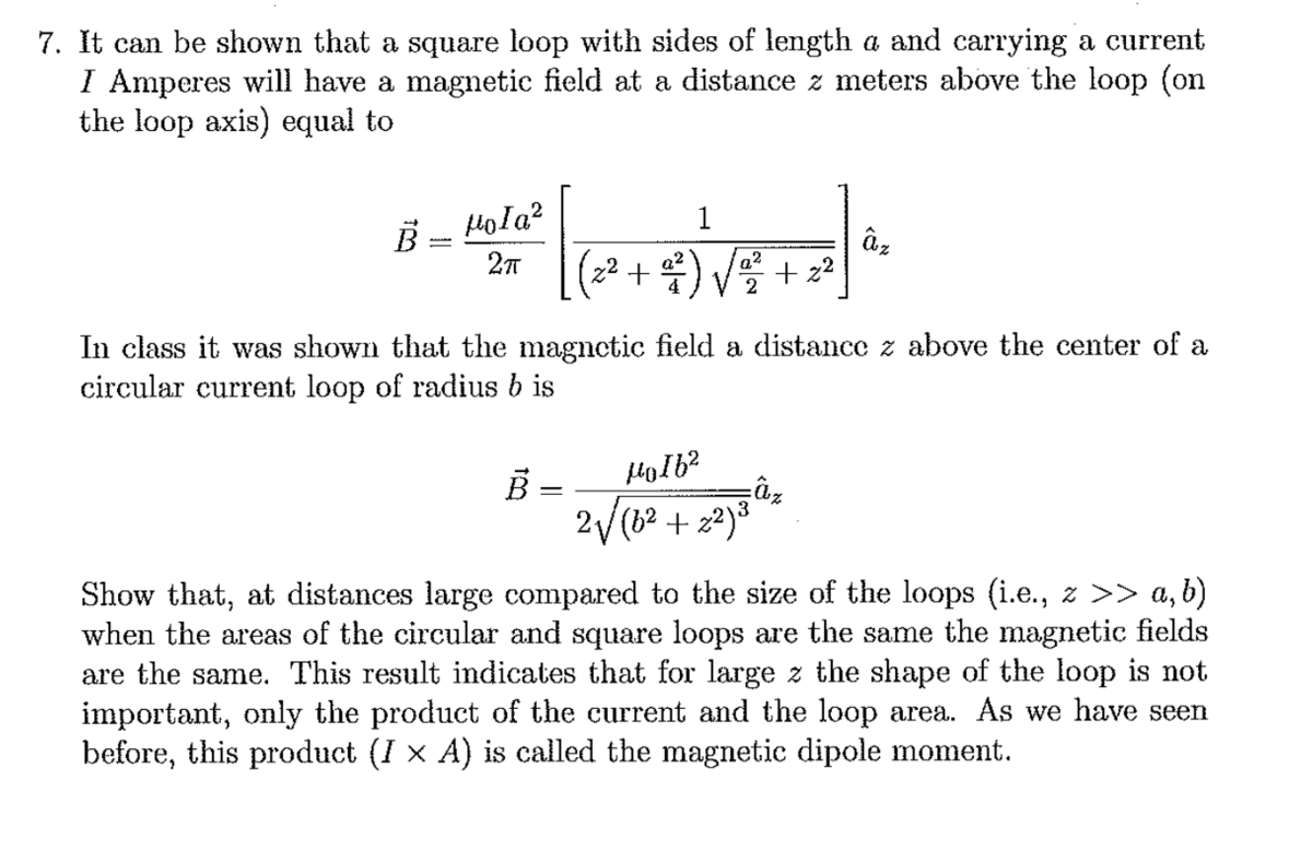 Solved It can be shown that a square loop with sides of | Chegg.com