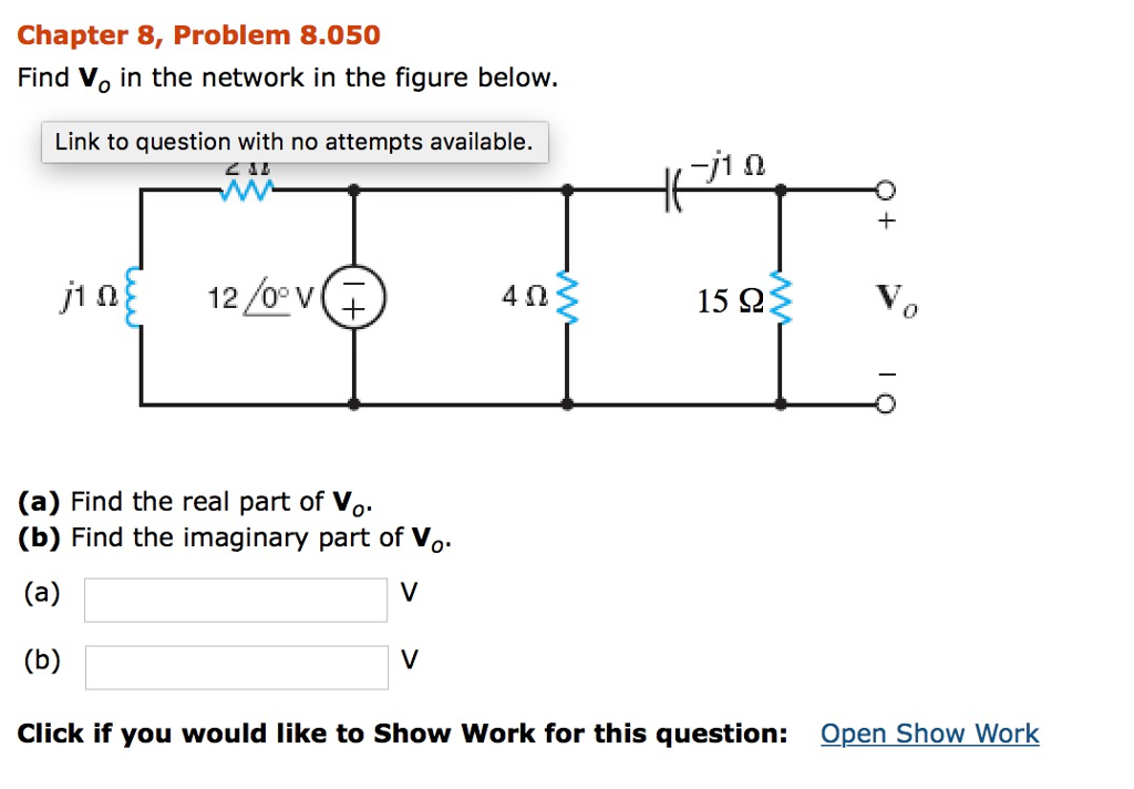 Solved Chapter 8, Problem 8.050 Find Vo in the network in | Chegg.com