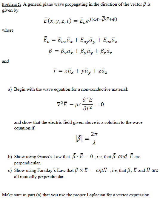Solved A general plane wave propagating in the direction of | Chegg.com