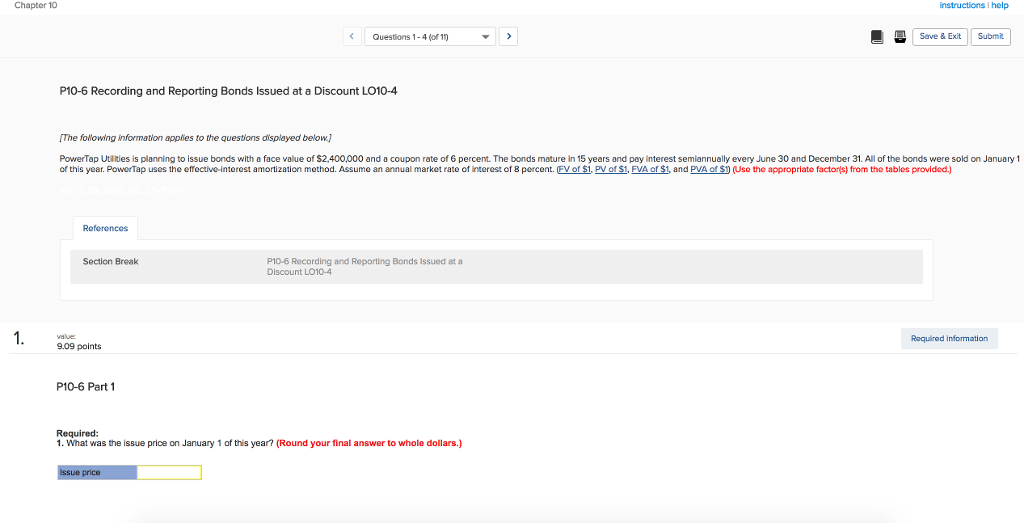 Solved Chapter 10 instructions help Save & Exit Submit | Chegg.com