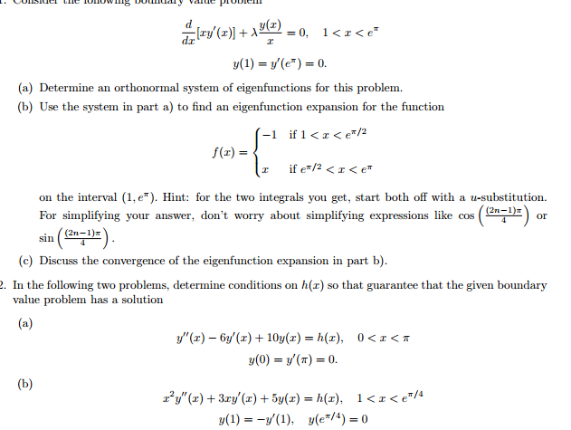 (a) Determine an orthonormal system of eigenfunctions | Chegg.com