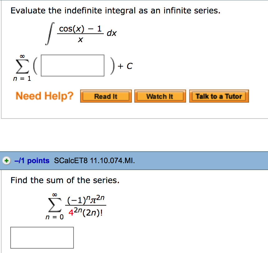 Solved Evaluate The Indefinite Integral As An Infinite