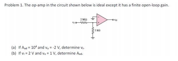 Solved The op-amp in the circuit shown below is ideal except | Chegg.com