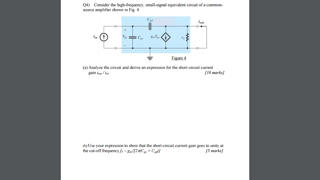 Solved Consider the high-frequency, small-signal equivalent | Chegg.com
