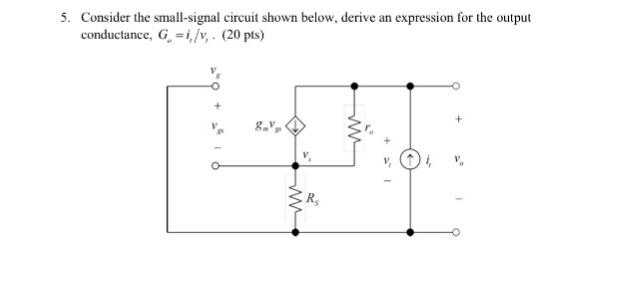 Solved Consider the small-signal circuit shown below, derive | Chegg.com