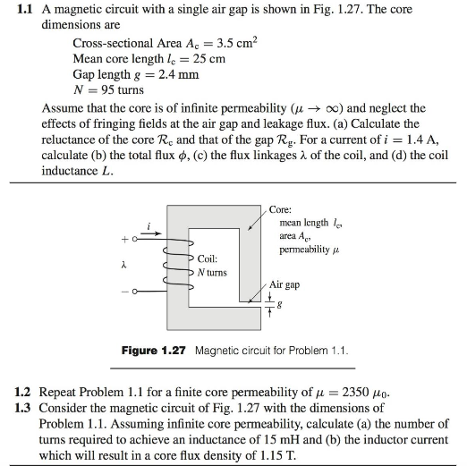 Solved A magnetic circuit with a single air gap is shown in | Chegg.com