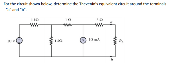 Solved For the circuit shown below, determine the Thevenin's | Chegg.com