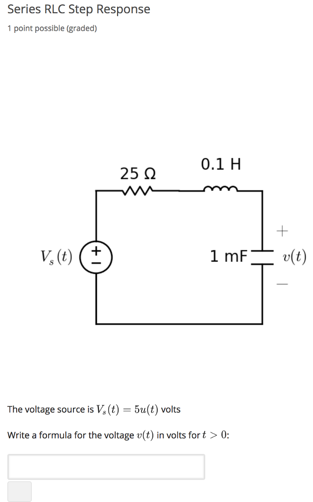 Solved Series RLC Step Response 1 point possible (graded) | Chegg.com