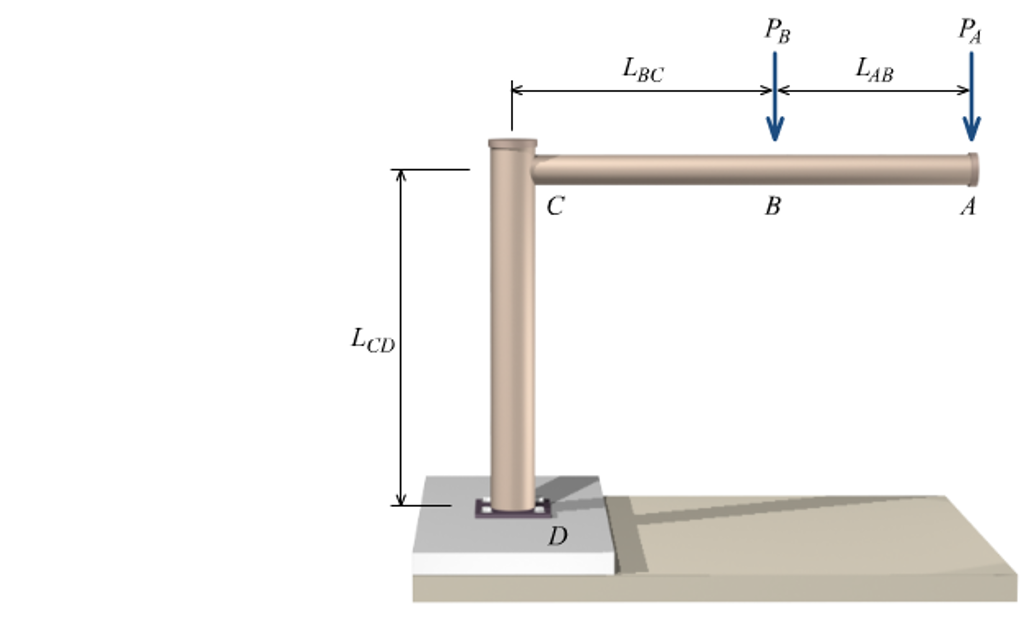 Solved A tubular steel column CD supports horizontal | Chegg.com