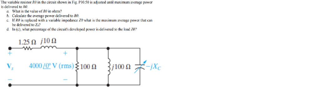 Solved The variable resistor RO in the circuit shown in Fig. | Chegg.com