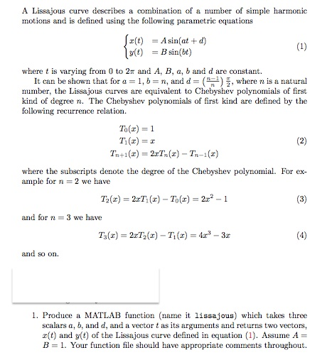 A lissajous curve describes a combination of a number | Chegg.com