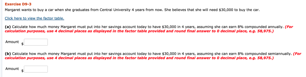 Solved Exercise D9-3 Margaret wants to buy a car when she | Chegg.com