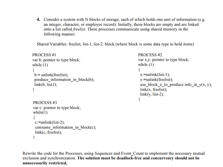 Consider a system with N blocks of storage, each of | Chegg.com