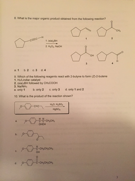Solved What is the major organic product obtained from the | Chegg.com