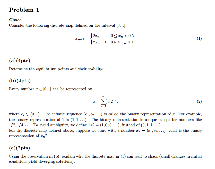 Consider the following discrete map defined on the | Chegg.com