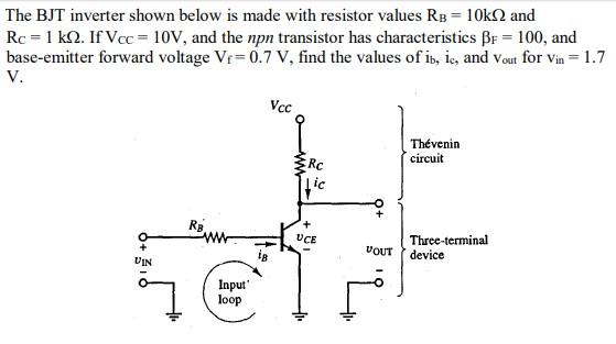 Solved The BJT inverter shown below is made with resistor | Chegg.com