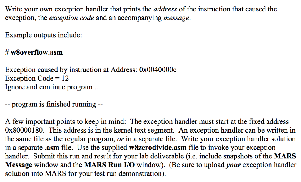 MIPS handler should print the address of the | Chegg.com