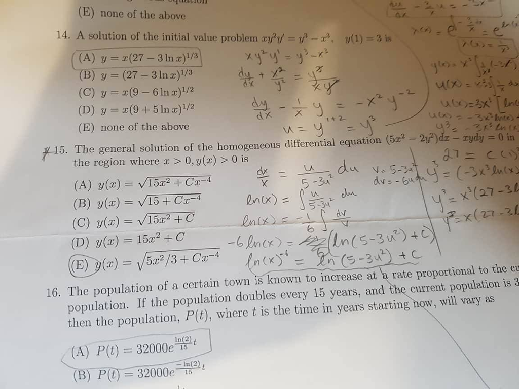 Solved (E) none of the above 14. A solution of the initial | Chegg.com