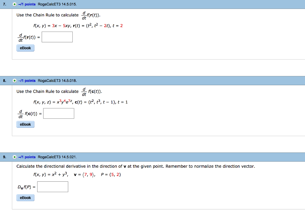 Solved Use the Chain Rule to calculate d/dt f(r(t)). f(x, | Chegg.com