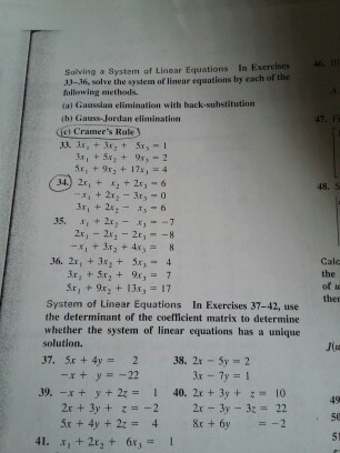 Solved Salving a System of Linear Equations In ExercisesoI | Chegg.com