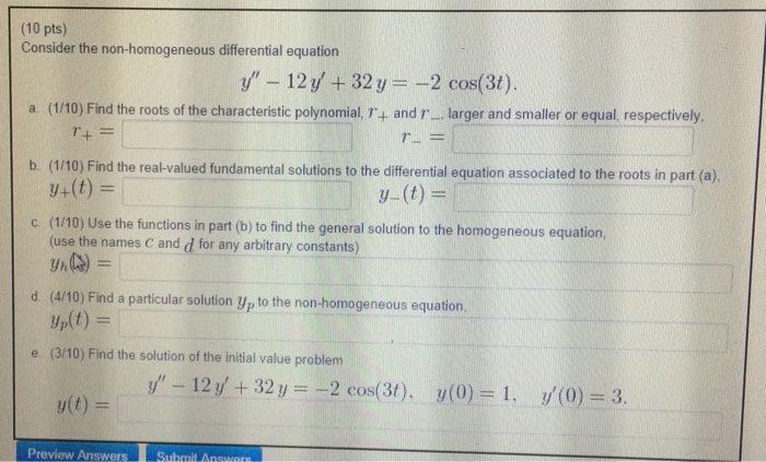 Solved Consider the non-homogeneous differential equation | Chegg.com