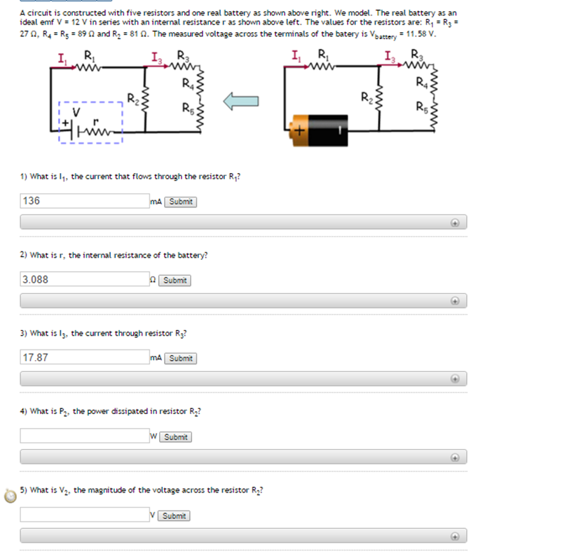 Solved A circuit is constructed with five resistors and one | Chegg.com