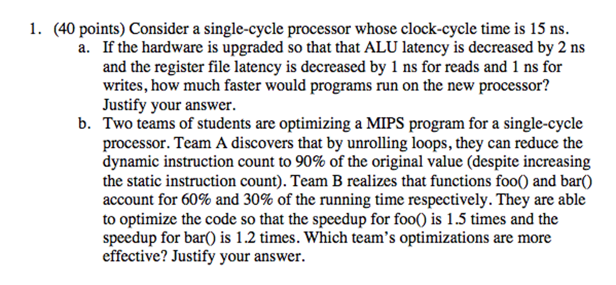 Consider a single-cycle processor whose clock-cycle | Chegg.com Consider a single-cycle processor whose clock-cycle | Chegg.com