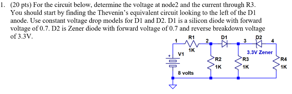 Solved For the circuit below, determine the voltage at node2 | Chegg.com