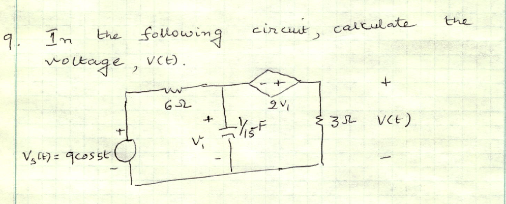 Solved For the following circuit, calculate the voltage | Chegg.com