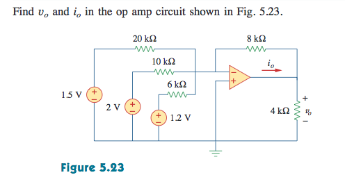 Solved Find vo and io in the op amp circuit shown in figure | Chegg.com