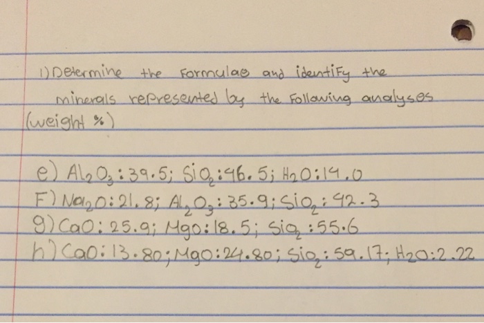 Solved Determine the formulae and identify the minerals | Chegg.com