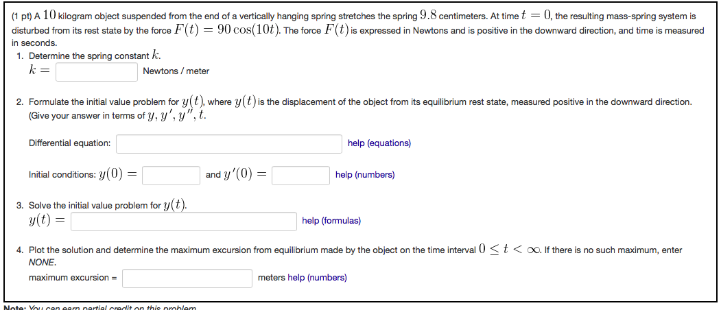 Solved A 10 Kilogram Object Suspended From The End Of A