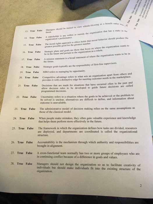 Solved Part One True and False (30 points) Circle the most | Chegg.com