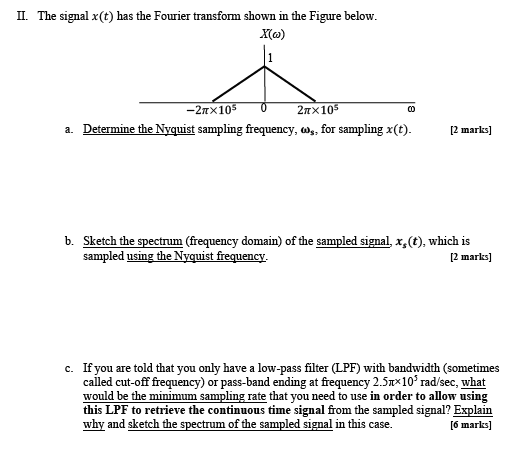 Solved 11· The signal x(t) has the Fourier transform shown | Chegg.com
