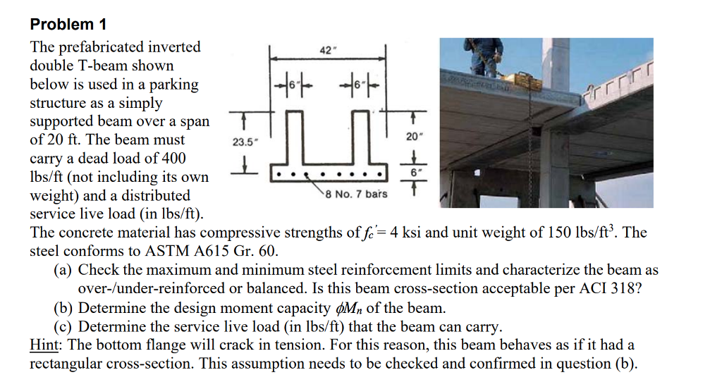 Solved Problem 1 The prefabricated inverted double T-beam | Chegg.com