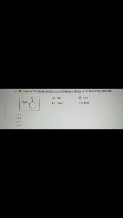 Solved Determine the total number of alpha-hydrogen atoms, | Chegg.com