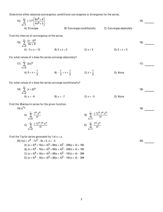 Solved Determine either absolute convergence, conditional | Chegg.com