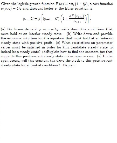 Given the logistic growth function F(x) = gammaxt (1 | Chegg.com