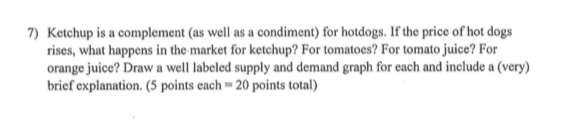 Solved 7) Ketchup is a complement (as well as a condiment) | Chegg.com