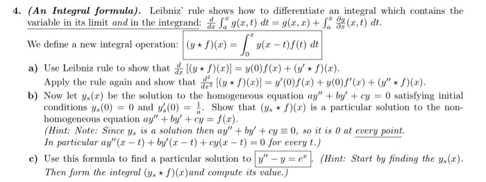 Solved Leibniz' rule shows how to differentiate an integral | Chegg.com
