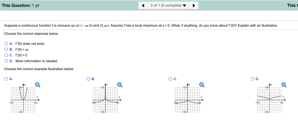 Solved Suppose a continuous function f is concave up on (- | Chegg.com